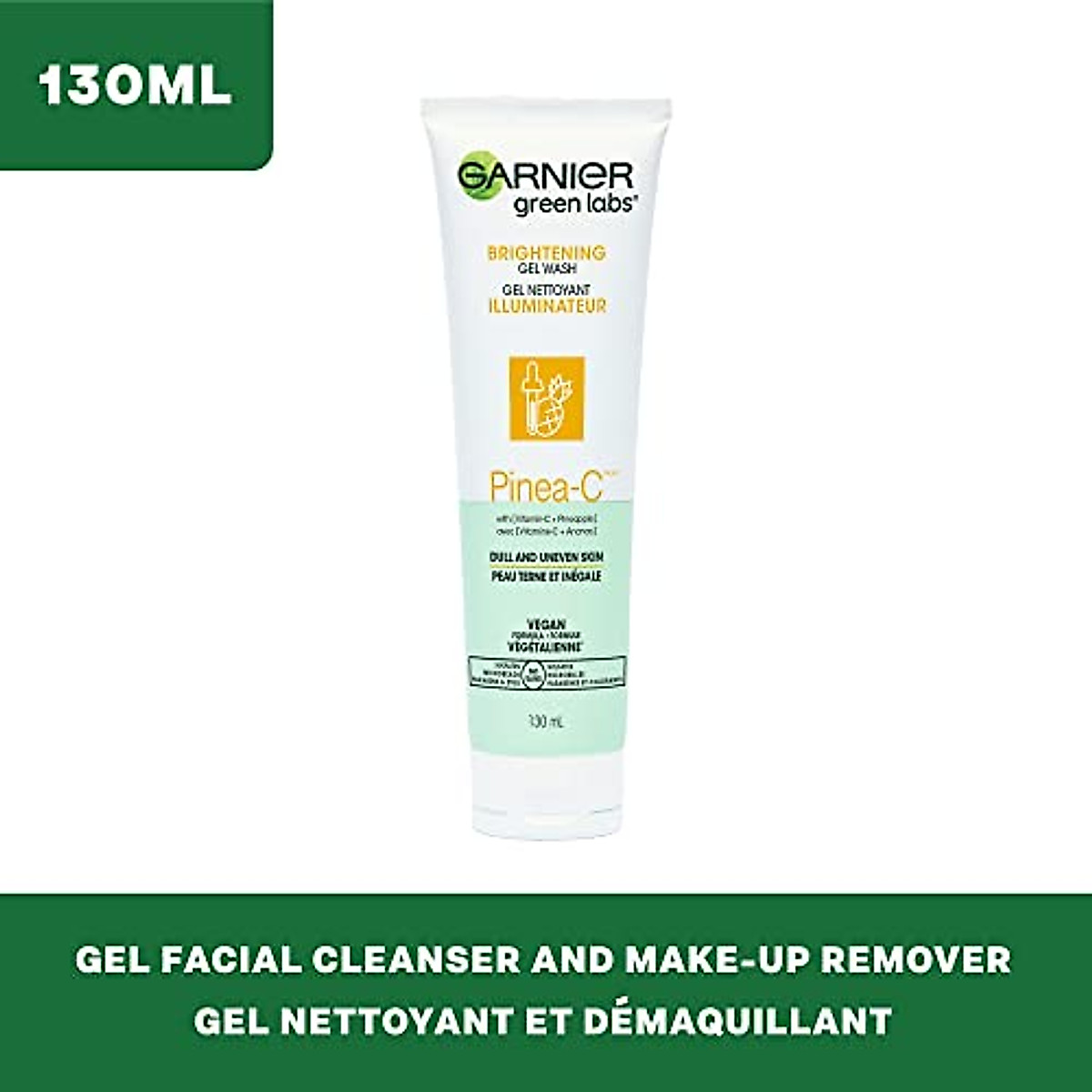 Garnier SkinActive Green Labs Brightening Gel Washable Cleanser with Vitamin C and for Dull and Uneven Skin 4.4 Packaging May Vary, Pinea-C, Pineapple, 13.2 Fl Oz