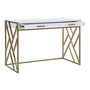 Safavieh Home Office Elaine Modern White and Gold 1-drawer Desk