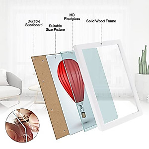 DABLUE 16x20 Picture Frame White Solid Wood Frame 16 by 20 Poster Frame for Horizontal and Vertical Wall Mounting,3 Pack 20x16 Photo Frame