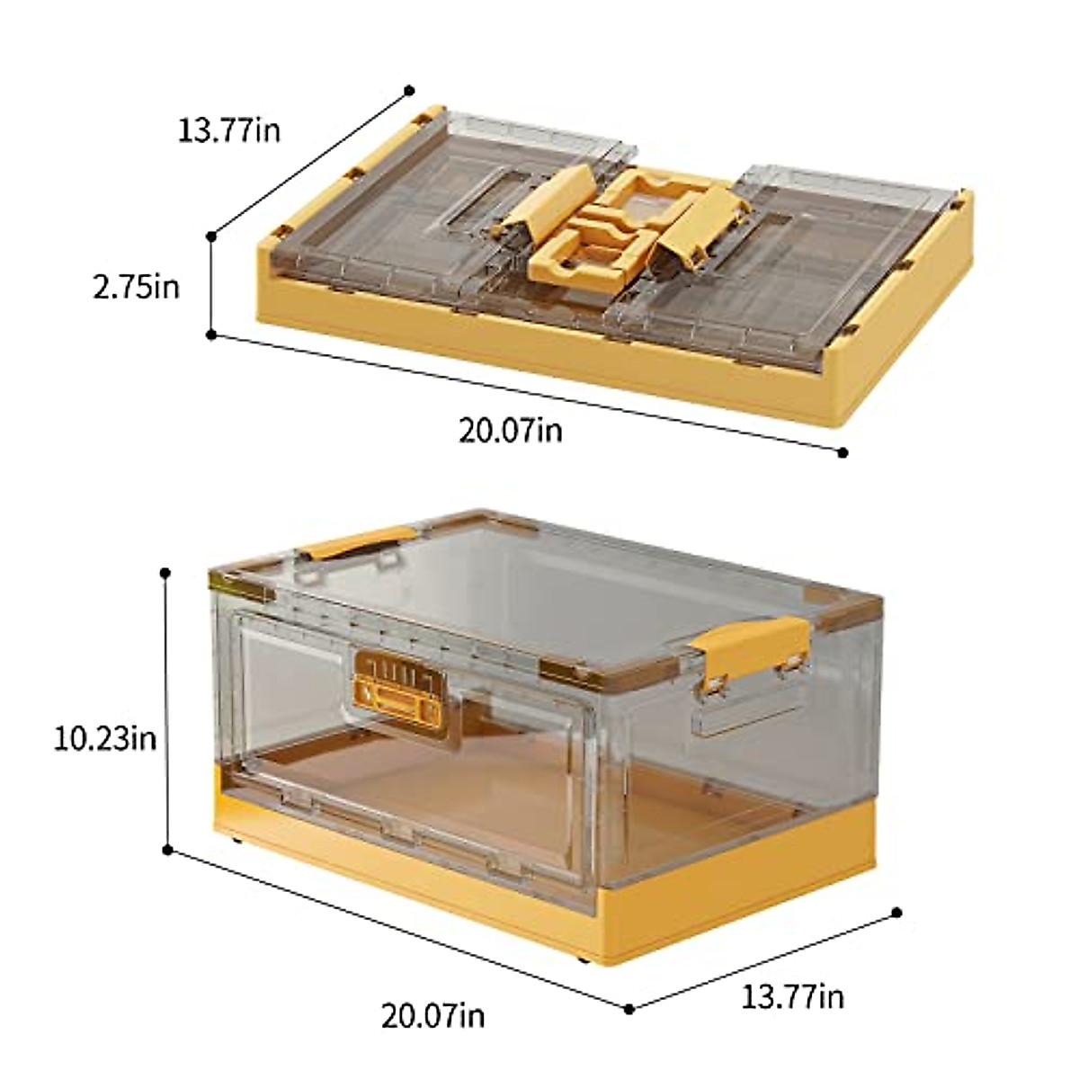 Storage Bins with Lids,Folding Plastic Storage Bin,48 Quart Collapsible Storage Bins with Wheels,Closet Organizers and Storage,Stackable Storage Bins,Storage boxes for Home,Office,1 Pack-Yellow