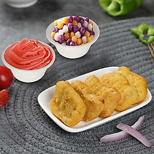 HNBun 500pcs 2oz Disposable Bagasse Fiber Souffle Cups, Natural Compostable Portion Cups Mini Food Sample Cups Tasting Cups for Condiment,Food Tasting,Medicine, White