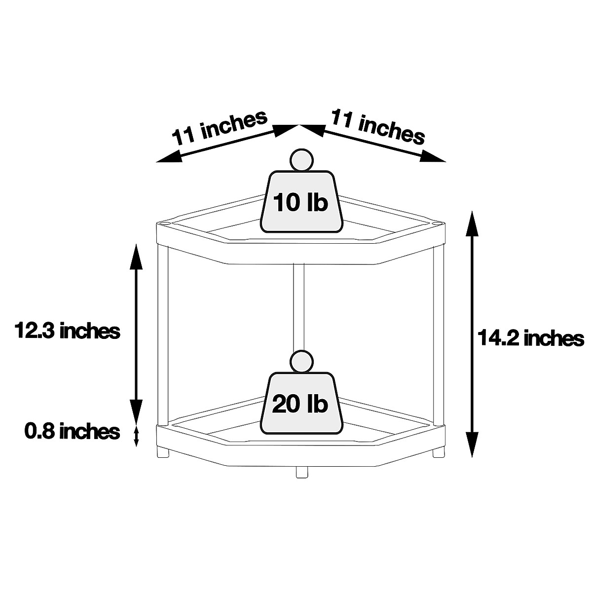 villertech Kitchen Corner Shelf Countertop 2 Tier Bathroom Counter Organizer Cabinet Corner Storage Shelf Spice Rack Makeup Organizer Under Sink Organizer Black