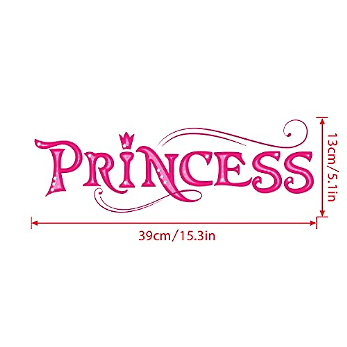 MEFOSS 4 PCS Pink Princess Wall Stickers Princess Sign for Door Girls Room Décor 16"×6" Removable Peel and Stick Vinyl Stickers for Girls Bedroom Baby Crib Nursery Room Home Decorations