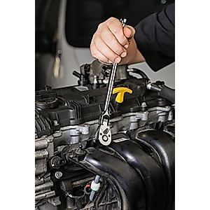 ARES 42028-3-Piece 72-Tooth Flex Head Ratchet Set - Premium Chrome Vanadium Steel Construction & Chrome Plated Finish - 72-Tooth Quick Release Reversible Design with 5 Degree Swing