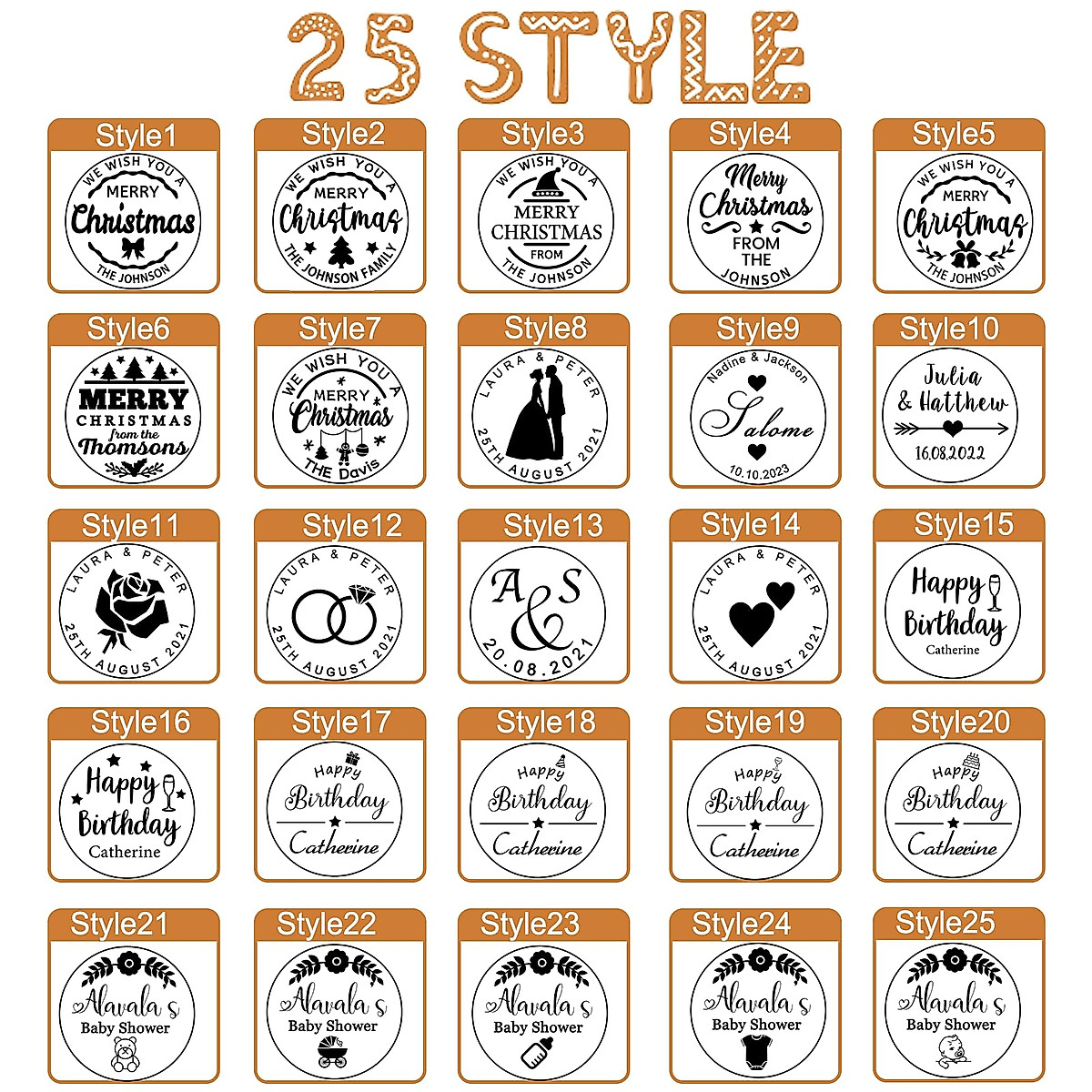 Personalized Cookie Stamp with Name Christmas Custom Cookie Cutter Stamps Customized Christmas Cookie Mold for Baking Fondant Embosser Biscuit Sugar Paste Cakes-Baby Baptism Shower Style