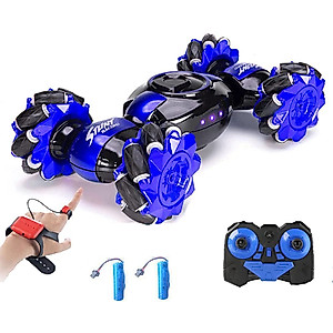 RC Stunt Car, Twisted Car Deformable All-Terrain Off Road Car 360° Flips Double Sided Rotating Race Car with Gesture Sensor Watch Lights for Kids E91