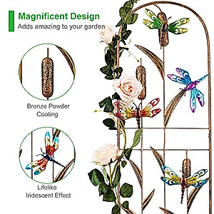 SUNNYPARK Set of 2 Dragonfly Metal Garden Trellis for Climbing Plants, Decorative Vegetables Flowers Vine Trellis for Outdoor Patio 60'' H x 11'' W