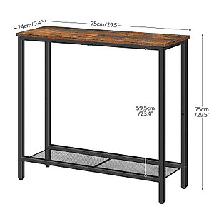 HOOBRO 29.5" Narrow Console Table, Small Entryway Table with Shelf, 2 Tier Thin Sofa Table, Side Table, Display Table, for Hallway, Living Room, Bedroom, Rustic Brown and Black BF74XG01