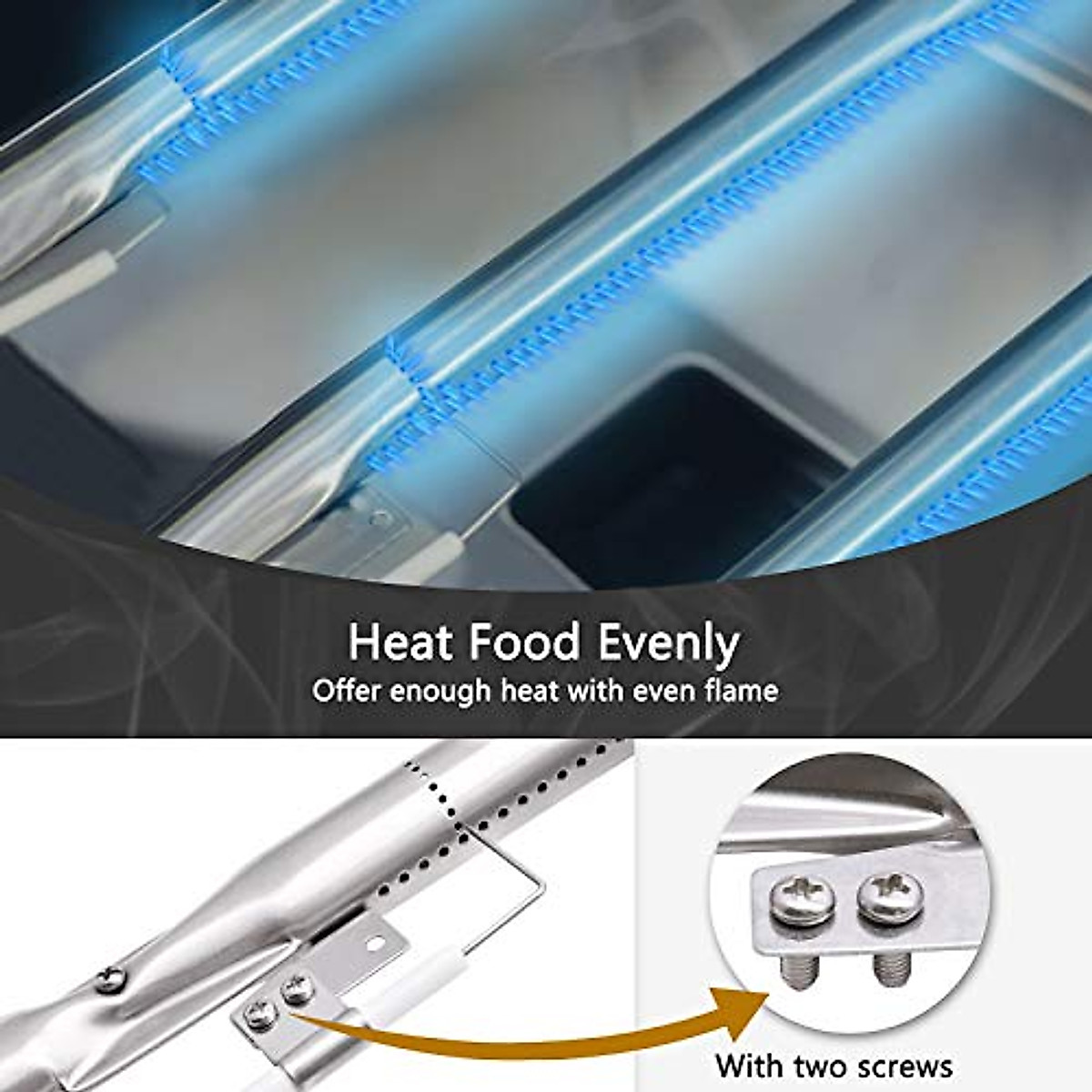 Criditpid Grill Repair Parts Kit for Nexgrill 720-0888N, 720-0888, 720-0830H, 720-0864, Grill Heat Plate Shields and Burner Tubes Replacement for Members Mark 720-0882D Grill Models