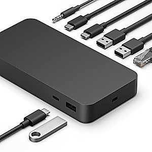 Microsoft Surface Thunderbolt Dock - High-Speed Docking Station with Thunderbolt™4 Ports, 2.5 Hour Laptop Charging, Dual 4K Monitor Support, 3 USB-C and 3 USB-A Ports, 2.5G Ethernet, 3.5mm Audio Jack