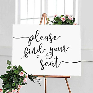 ZLKAPT Please Find Your Seat Sign, Wedding Sign, Shimmer Paper,Wedding Seating Sign, Wedding Reception Signs, Wedding Seats Sign, Rustic Sign 8x10inch