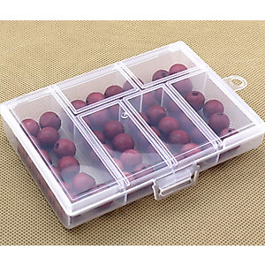 Minitimi 6 Grids Clear Plastic Organizer Box Storage Container Jewelry Box for Fishing Tackles Nail Rhinestones Beads Art DIY Crafts Organizer