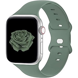 Mangoton Sport Silicone Bands Compatible with Apple Watch Band 42mm 44mm, Women Men Replacement Strap Wristbands for iwatch Series SE 6 5 4 3 2 1(Pine Green,42mm/44mm)