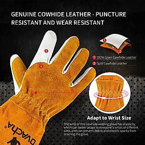Ovacha Men Women Forge Welding Gloves Safety Extra Long Sleeve Heat Resistant Cowhide Gloves Powerful Welding Accessories