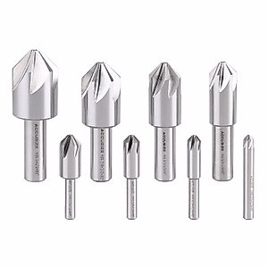 Accusize Industrial Tools 90 Degree 6 Flute H.S.S. Machine Countersink, 8 Pcs, 0206-2016
