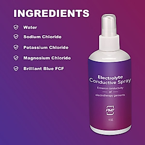 Electrolyte Conductive Spray by PMT. Electrotherapy Conductive Spray for use with Conductive TENS/EMS Garments… (4oz Menthol-Free)