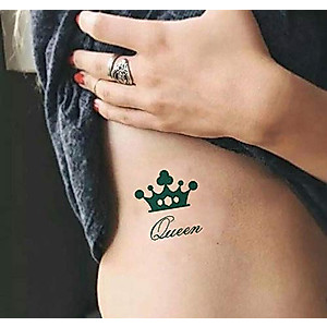 SanerLian Waterproof Temporary Fake Tattoo Stickers Classic King Queen Crown Design Set of 2