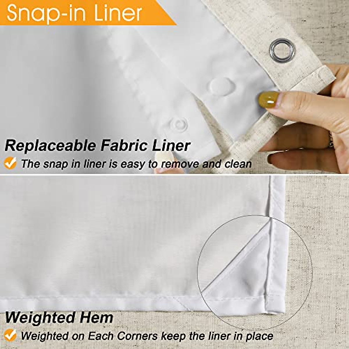 SMABU Black Linen Shower Curtain with Liner Natural Fabric Shower Curtain Liner Set with Hooks Rustic Forest Mountain Shower Curtains for Bathroom Black and Cream Double Shower Curtain Dark Grey 72x72