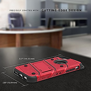ZIZO Bolt Series for iPhone SE (3rd and 2nd gen)/8/7 Case with Screen Protector Kickstand Holster Lanyard - Red & Black