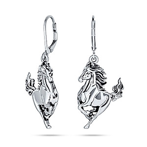 Equestrian Equine Gift Cowgirl Dangle Galloping Horse Earrings Western Jewelry For Women Teen .925 Sterling Silver Lever back