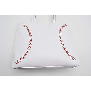 BallPark Leather White Leather Baseball Seam Purse