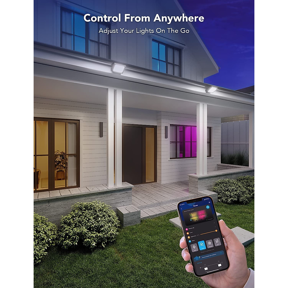 Govee Outdoor Lights, Flood Lights Uplight 2 in 1, LED Landscape Lighting, 35 Scene Modes, 4 Music Modes, Smart Color Changing IP65 Waterproof, App Control, Patio Lights, Garden Yards Walls, 4 Pack