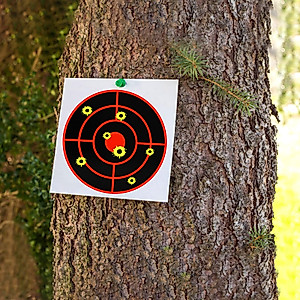 DECYOOL Shooting Targets, 3 Inch Splatter Paper Targets Self Adhesive Targets Stickers, Round Fluorescent Yellow Reactive Targets for Pistol, Rifle, BB Gun, Airsoft Shooting Outdoor and Indoor
