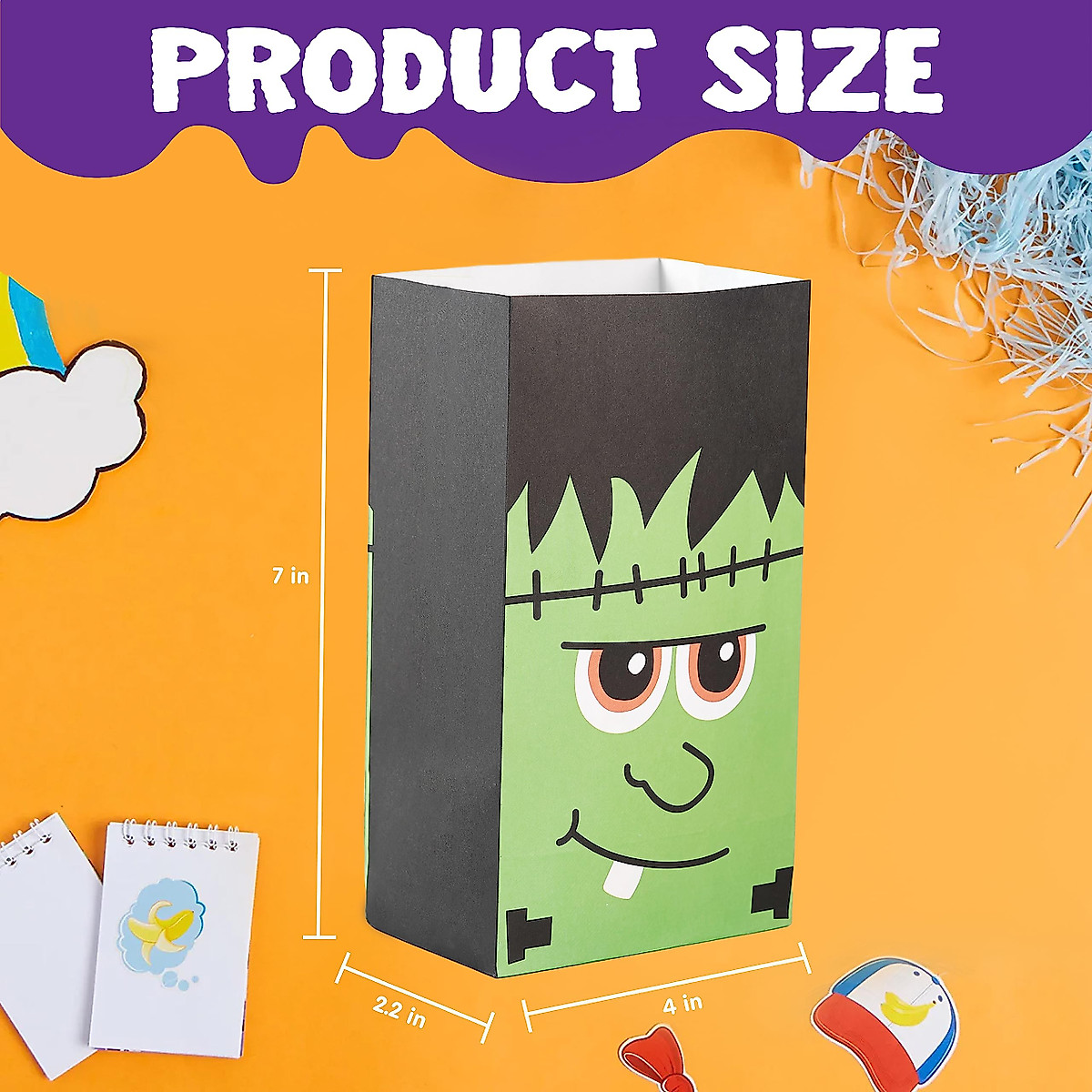 JOYIN 60 PCS Halloween Characters Paper Treat Bags, Trick or Treat Goodie Bags, Candy Bags with Stickers for Halloween Party Favor Supplies