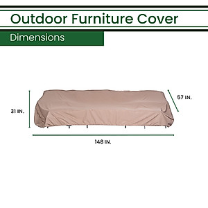 Hanover Outdoor Large Rectangle Patio Furniture Cover for Outdoor Couch Set, Durable, Waterproof, and Weatherproof Cover for Outdoor Patio Couch Set and Patio Seating, 57" D x 148" W x 31.1" H, Tan