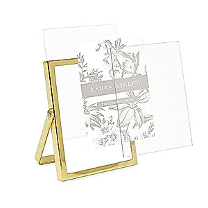 Laura Ashley 2x3 Gold Flat Metal Picture Frame (Vertical) with Pull-Out Easel Stand, Made for Tabletop, Counterspace, Shelf and Desk (2x3, Gold)