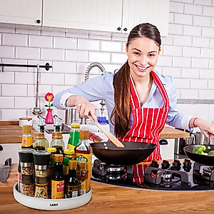 LAMY Lazy Susan Organizer Kitchen Organization, 2 Pack 12 Inch Lazy Susan Turntable for Cabinet, Pantry, Refrigerator and Table, White