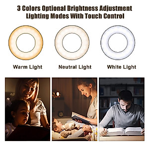 EXTRASTAR Book Light, 24 LEDs USB Reading Lamp, Clip on Light with 3 Color Modes, Touch Control Unlimited Dimmable Eye Protection Desk Light for Headboard, Home, Dormitory, Office