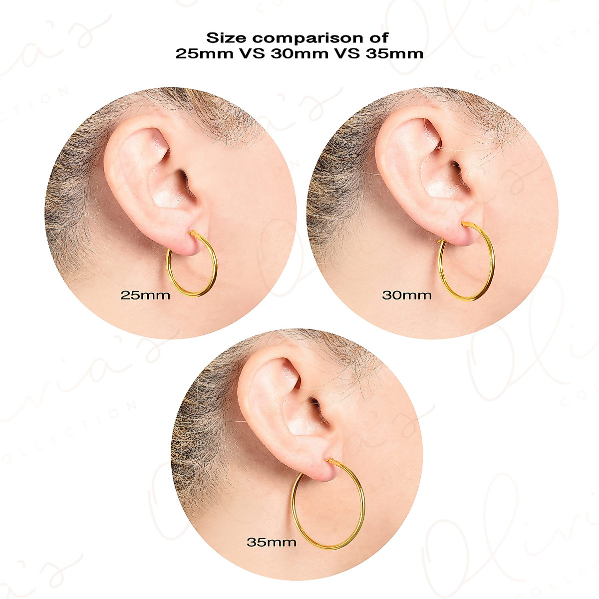 14k Yellow Gold Hoop Earrings 25x2.0mm