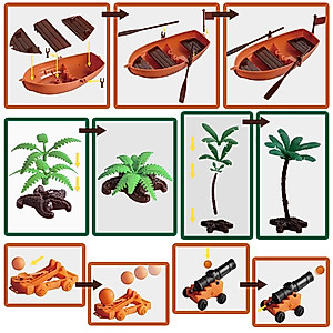 ArtCreativity Pirate Action Figure Playset, Pirate Play Set with Action Figurines, Storage Box, Pirate Ship Toy, Boat, Shark, Treasure Chests, & More, Pirate Party Decorations, Cake Toppers, & Gifts