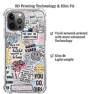 Elifi Edeal Inspirational Quote Collage Case for iPhone 12 Pro Max, Cute Beige Creative Dreamy Wall Cover for Girls Boys Women Men, Unique Trendy TPU Bumper Cover Case for iPhone 12 Pro Max