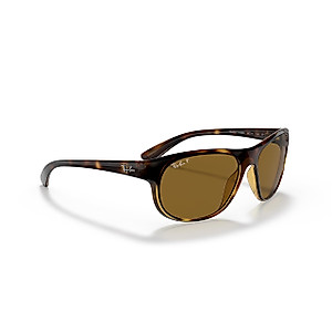 Ray-Ban Rb4351 Rectangular Sunglasses, Havana/Dark Brown Polarized, 59 mm