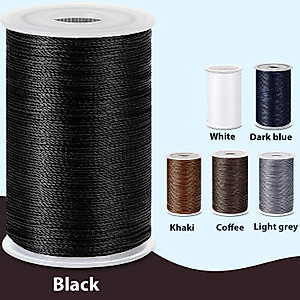 6 Rolls Strong Upholstery Thread High Strength Sewing Waxed Thread with Hand Stitching Needle Set for Denim Leather Craft DIY Machine (White, Black, Light Grey, Dark Blue, Khaki, Coffee, 0.55 mm)