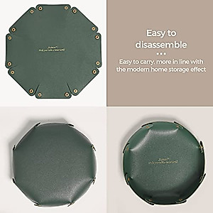 Aoyinism Leather Valet Trays,Premium Catchall Trays,Jewelry Trays, Decorative Desk Organizer, Soft Foldable Desk Organizer, Office/Home Organization Trays(Large and Small,2PCS) (Green)