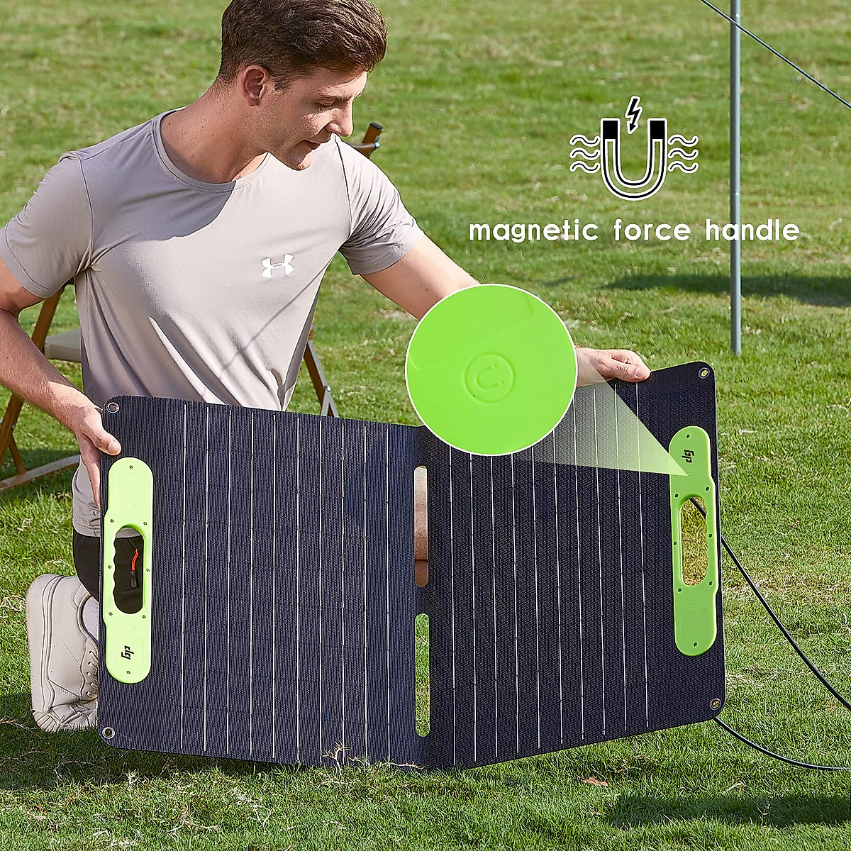 Green Power 100W Solar Panel Monocrystalline ETFE Cover Portable Foldable Solar Charger for Portable Power Station Generator USB QC 3.0, Typc C Output for Outdoor Camping Van RV Trip
