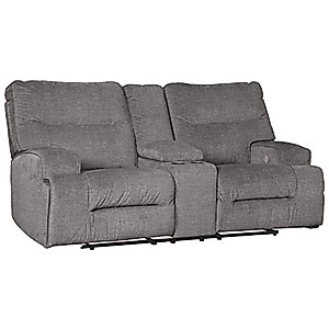 Signature Design by Ashley Coombs Double Reclining Power Loveseat w/Console, Charcoal