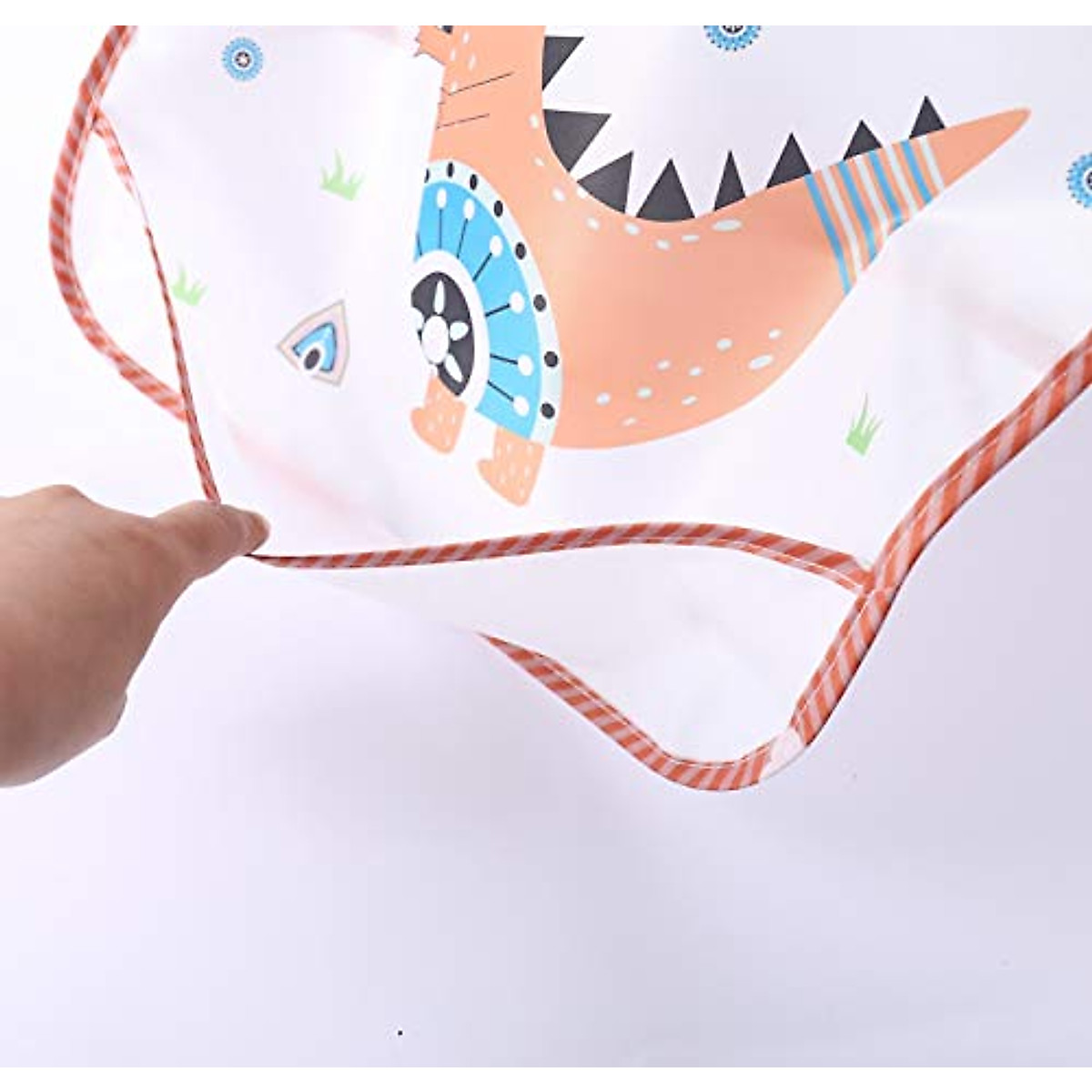 PandaEar (3 Pack Short Sleeve Lower Pocket Waterproof Bibs|Baby Infant Toddler 12-48 Months (Multi-Color 1)