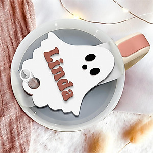 40/30 oz Personalized Ghost Tumbler Topper, Tumbler Cup Accessory, Boo Tumbler Name Tag, Halloween Tumbler, Name Plate
