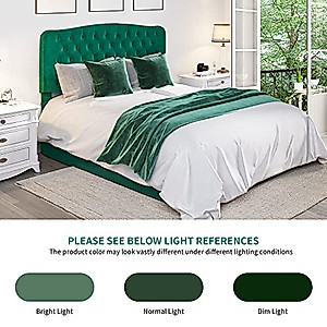 YITAHOME Upholstered Headboard, Velvet Tufted Upholstered Queen Headboard with Diamond Tufted, Full/Queen - Peacock Green