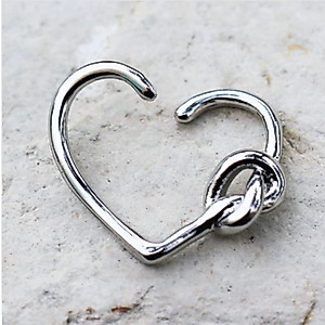 Amelia Fashion 18 Gauge Seamless Bendable Tied Knot Heart Nose Ring Hoop For Nose, Eyebrow, Ear Cartilage 316L Stainless Steel (Steel)