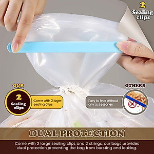 Brining Bag, 26"×22", 2 Pack, Extra Large Turkey Brine Bag with 2 Strings and 2 Larger Clips, Thickened materials, Double Track Zippers Brine Bags, Brining Bags for Turkey, Ham, Beef, Marinade
