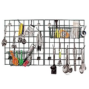 Focus Foodservice EZ-Wall Green Metal Kitchen Storage Grid Drying Rack
