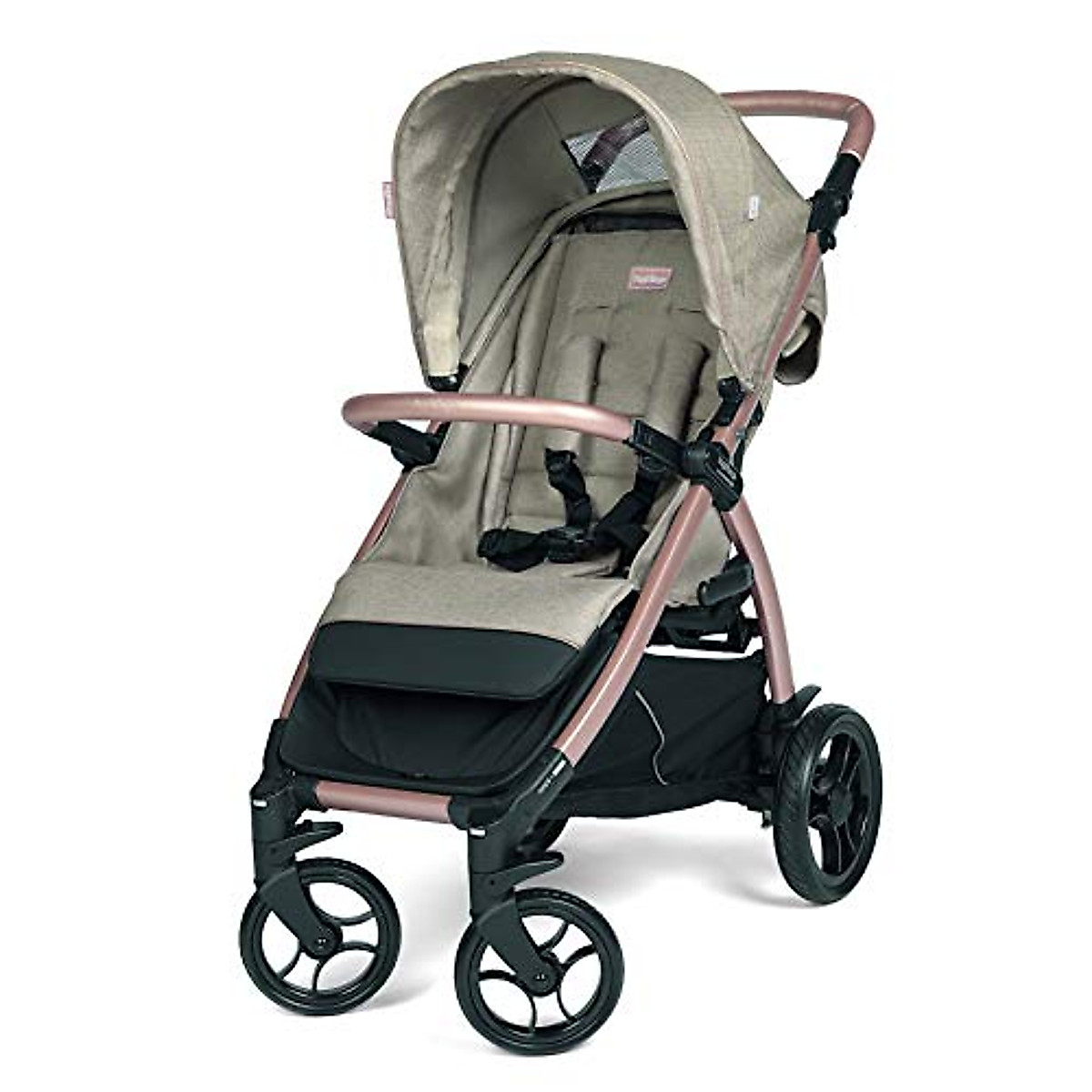 Peg Perego Booklet 50 Travel System - Includes Booklet 50 Baby Stroller and The Primo Viaggio 4-35 Infant Car Seat - Made in Italy - Mon Amour (Beige & Pink)