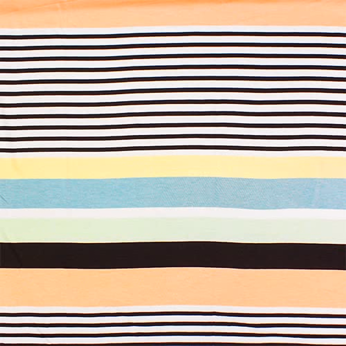Girl Charlee Fabrics Black Pastel Cabana Stripes on White Cotton Jersey Spandex Blend Knit Fabric - by The Yard