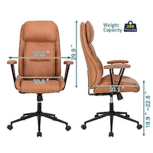 BOWTHY Executive Chair Mid Century Office Modern Chair,55° Reclining High Back Desk Chair with Wheels,Conference Room Chairs,Brown Office Chair,Swivel Chair 330lbs,Computer Chair for Adults