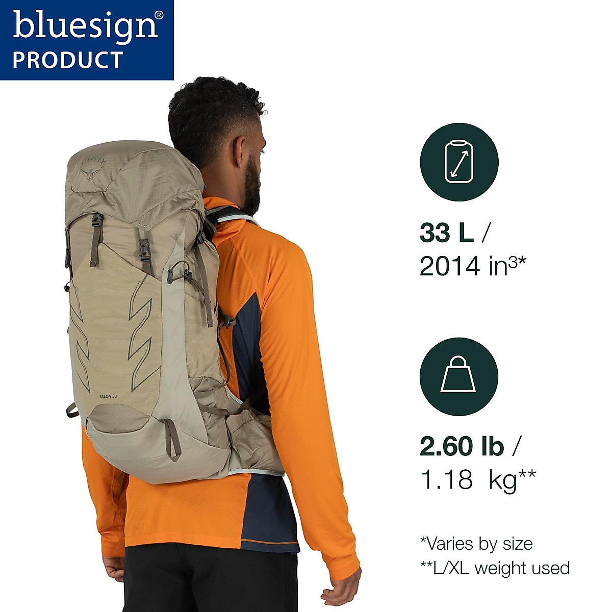 Osprey Talon 33L Men's Hiking Backpack with Hipbelt, Eclipse Grey, S/M